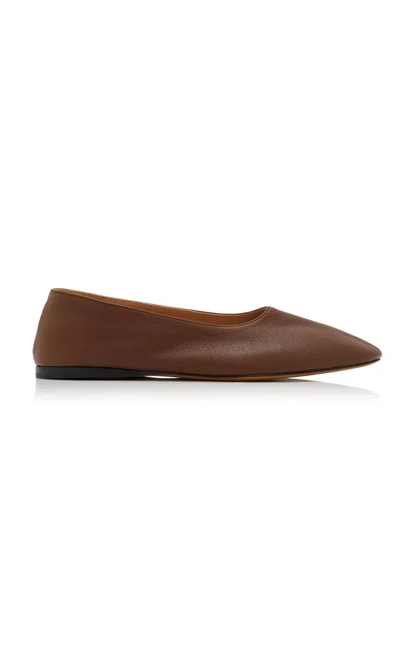THE ROW Awar Leather Ballet Flats - Brown