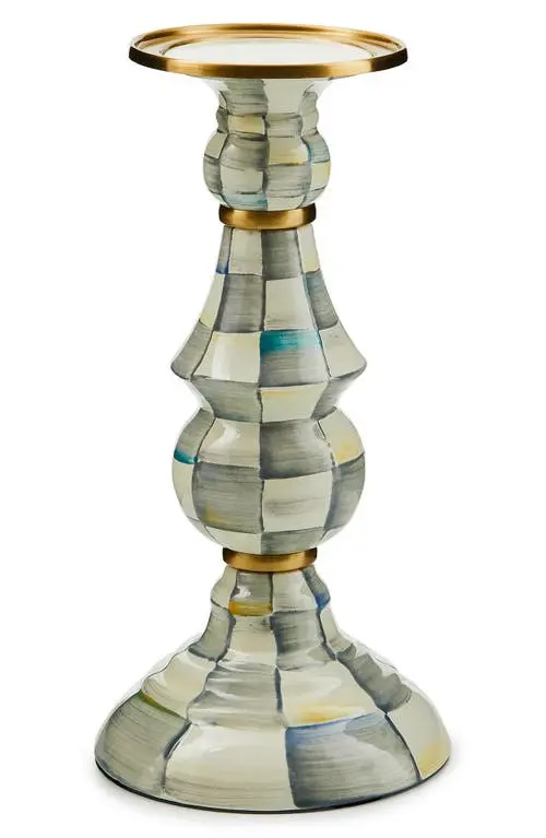 MACKENZIE-CHILDS Sterling Check Large Pillar Candleholder