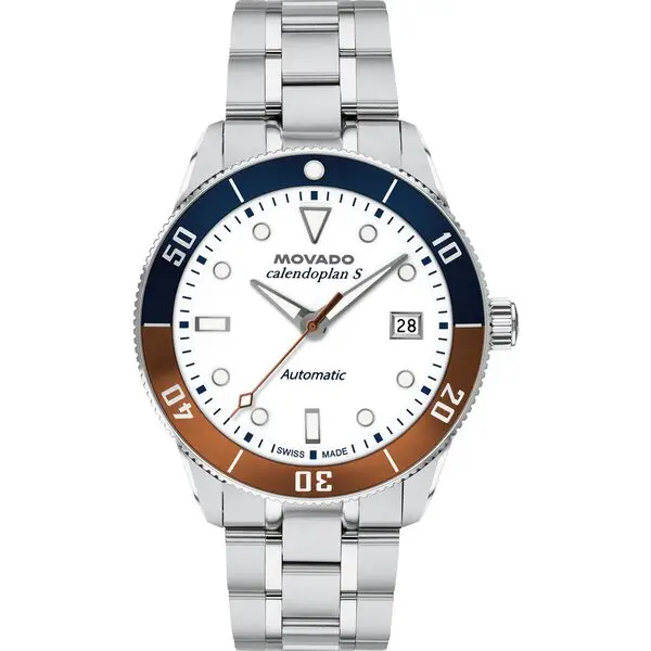 Movado Heritage Calendoplan S Automatic Bracelet Strap Watch - White