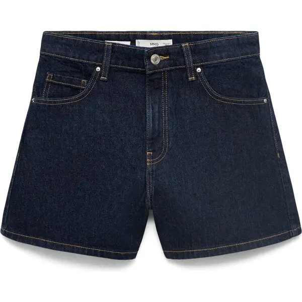 Mango High-waisted Denim Shorts - Open Blue