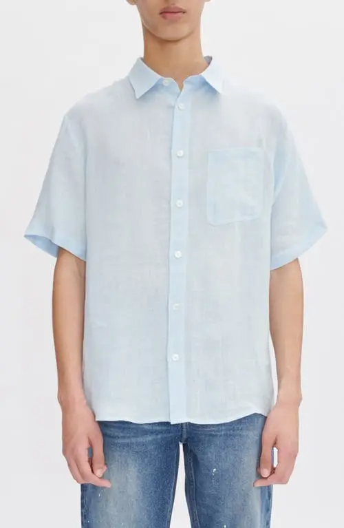A.p.c. Bellini Logo Embroidered Short Sleeve Linen Button-up Shirt