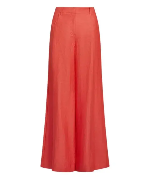 TWP Cotton-linen Wide-leg Trousers - Poppy