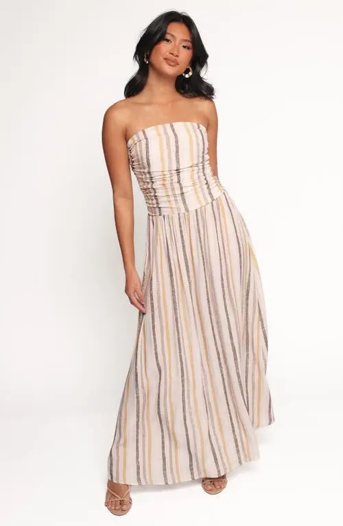 PETAL & PUP Jimena Stripe Strapless Maxi Dress