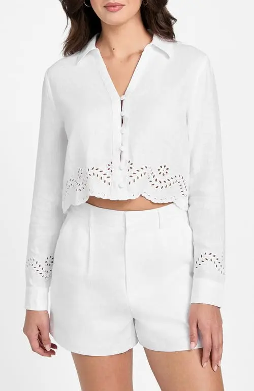 Guess Leyna Embroidered Eyelet Linen Shirt