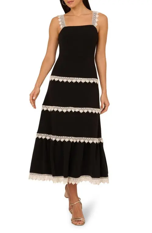 Adrianna Papell Lace Trim Midi Sundress