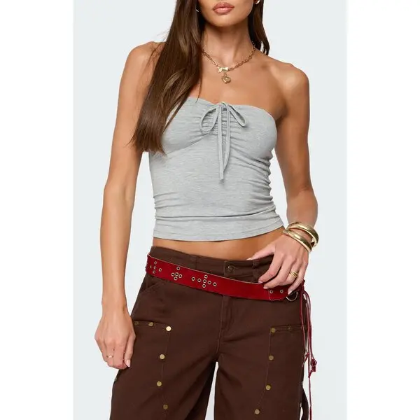 EDIKTED Strapless Tube Top - Gray-melange