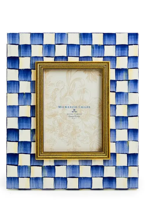 MACKENZIE-CHILDS Royal Check Enameled Steel 5 X 7-inch Picture Frame - Blue/white