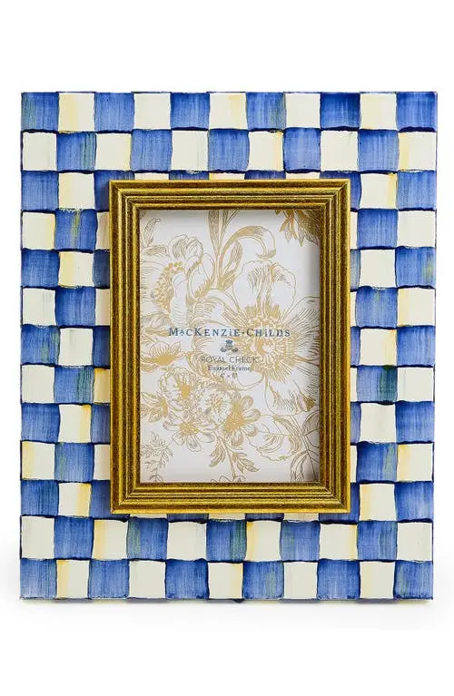 MACKENZIE-CHILDS Royal Check Enameled Steel 4 X 6-inch Picture Frame - Blue/ White