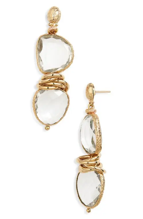 Gas Bijoux Sirena Drop Earrings - Clear/ Gold