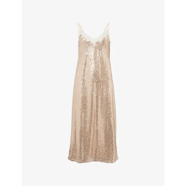 NEEDLE & THREAD Woven Sequin Embellished Midi Dress