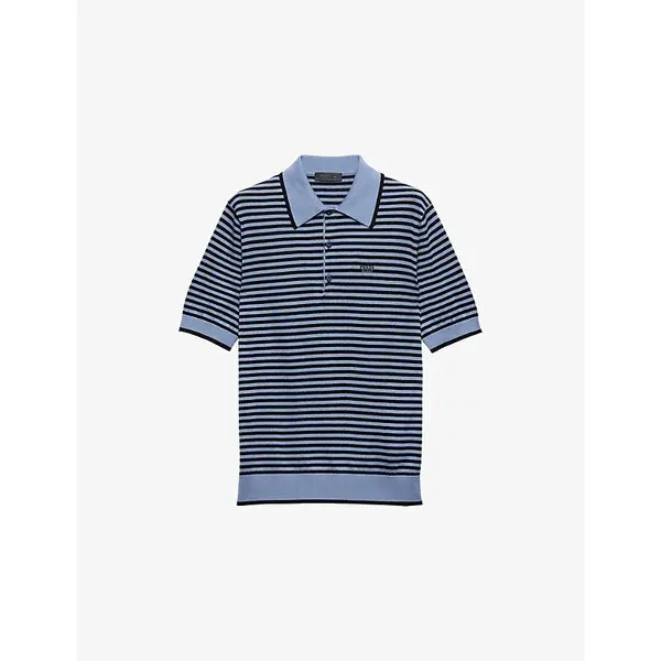 Prada Striped Cotton Polo Shirt - Blue