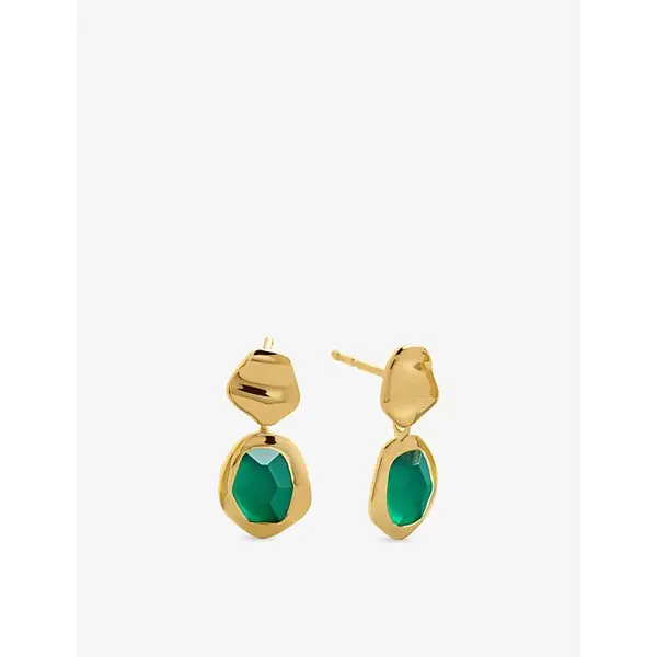 Monica Vinader Odyssey Small Onyx Drop Earrings - Green