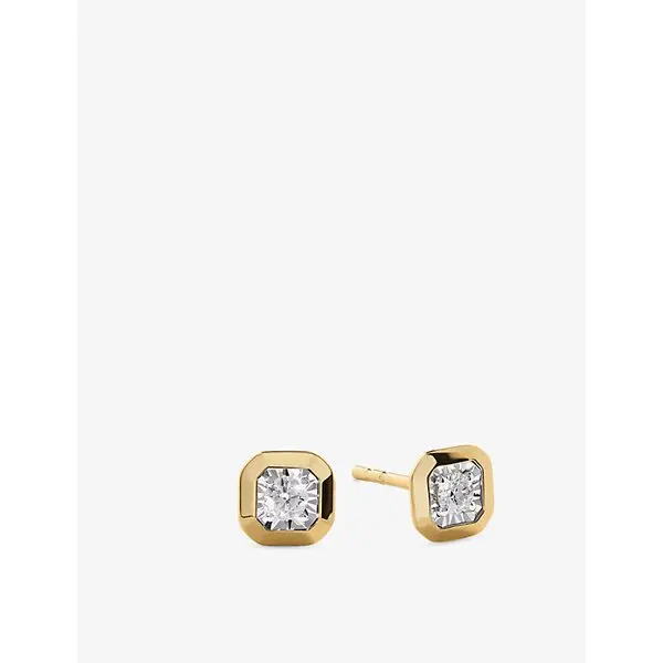 Monica Vinader Asscher-cut Lab-grown Diamond And 18ct Yellow-vermeil Stud Earrings - Gold