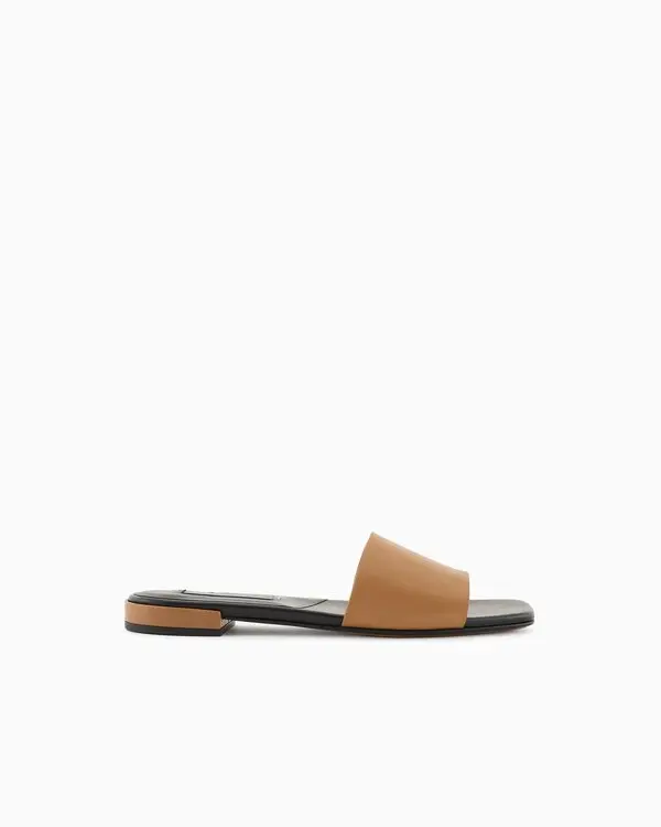 Giorgio Armani X 10 Corso Como Calfskin Flat Sandals - Camel