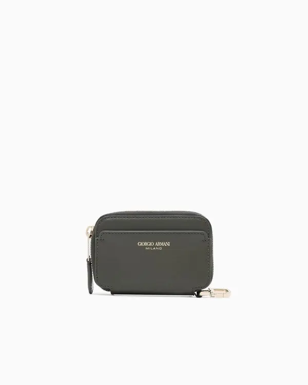 Giorgio Armani Leather Mini Wraparound-zip Wallet - Green