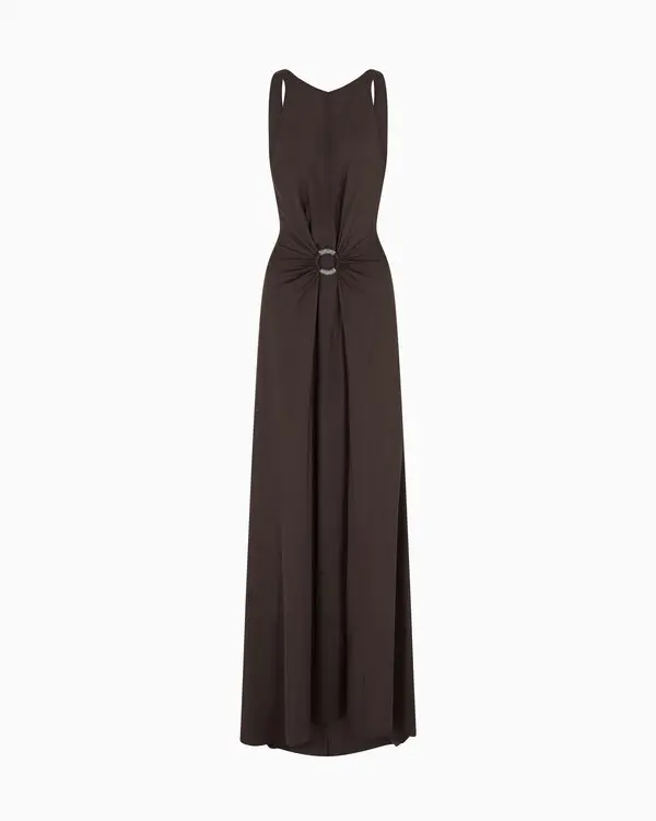 Giorgio Armani Long Triple Silk Georgette Dress - Brown