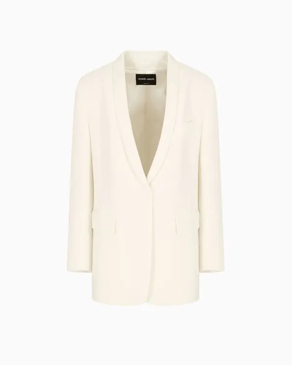 Giorgio Armani Glitter Silk-cady Single-breasted Jacket - White