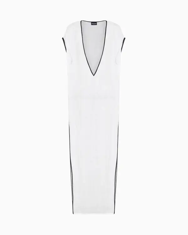 Giorgio Armani Linen-blend Mesh Long Dress