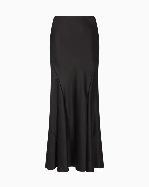 Giorgio Armani Long Double Silk Satin Skirt - Black