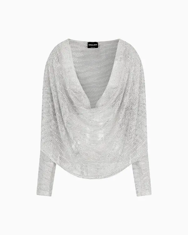 Giorgio Armani Draped Blouse With Lurex And Crystal Embroidery - Patterned