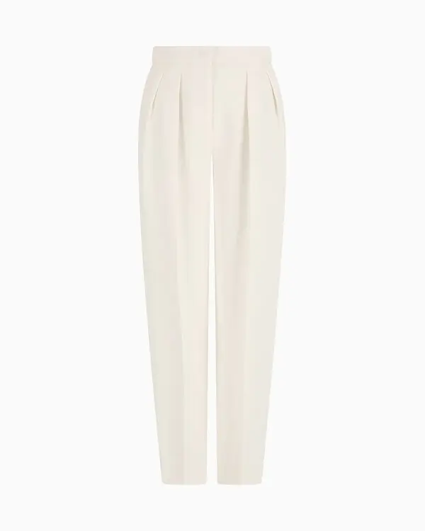 Giorgio Armani Glitter Silk Cady Pleated Trousers - White