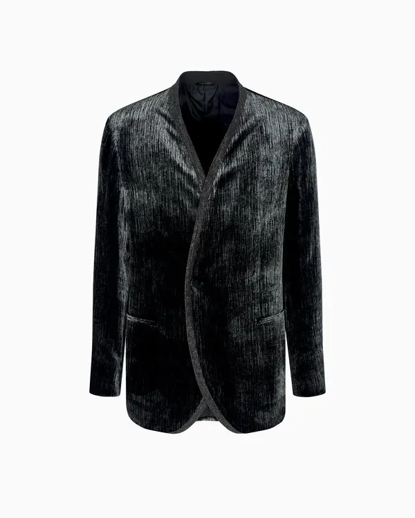 Giorgio Armani Upton Line Lurex Velvet And Rhinestone Tuxedo Jacket - Black