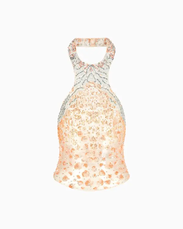 Giorgio Armani Embroidered Tulle Top - Patterned