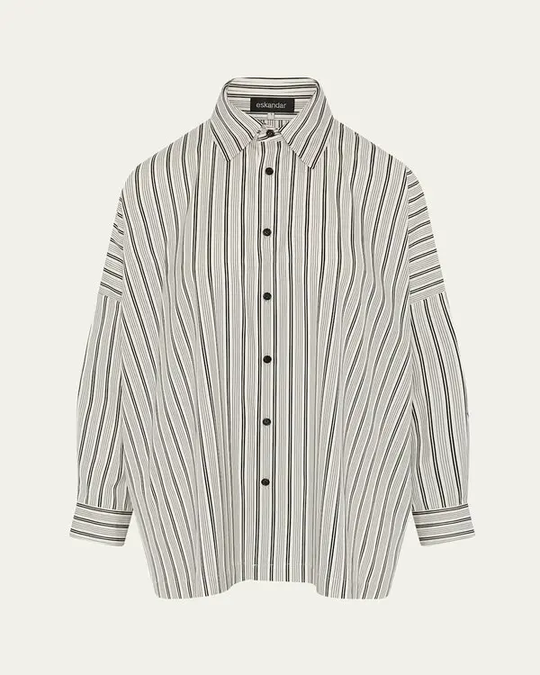 Eskandar Wide Longer-back Collared Shirt