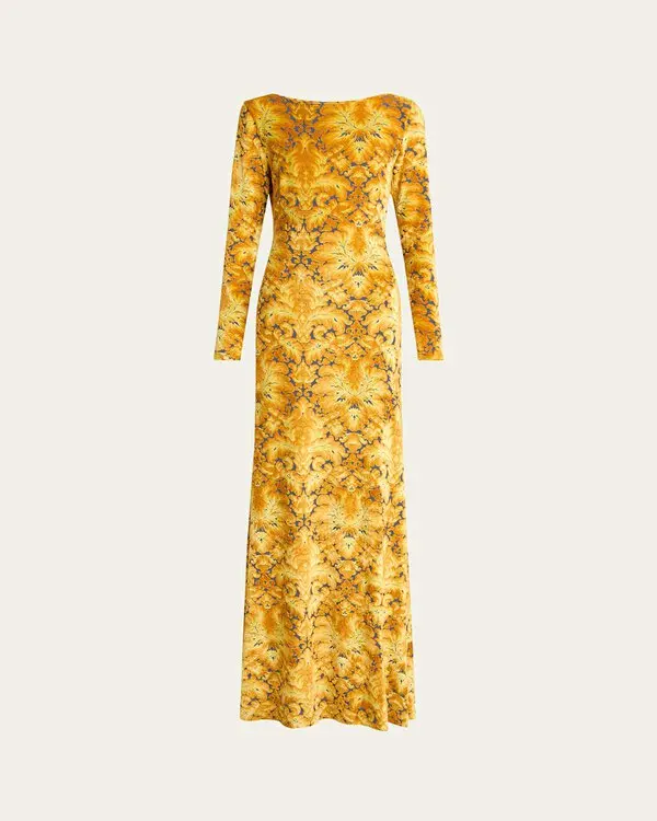Etro Long-sleeve Open-back Maxi Dress