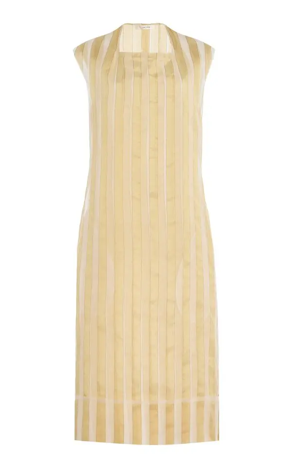 THE ROW Pilaria Striped Silk Midi Dress