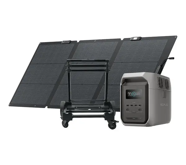 ECOFLOW Delta 3 1500wh Power Station,trolley,& 160w Sp