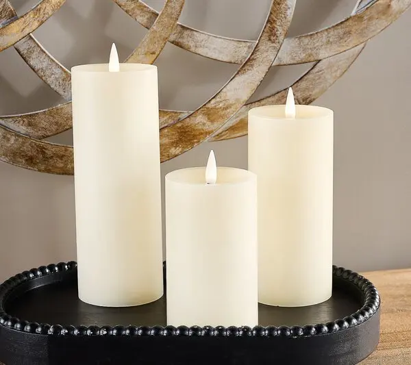 VALERIE PARR HILL As Is S/3 Candle Light Wax Candles W/ Remote Valerie