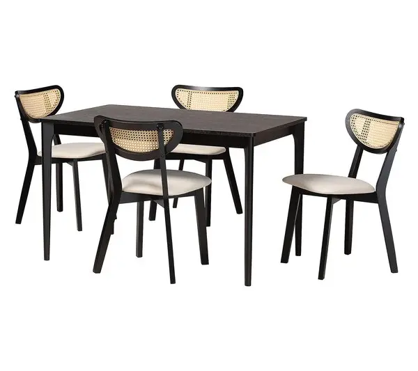 BAXTON STUDIO Dannell Cream Fabric And Wood 5-p Iece Dining Set