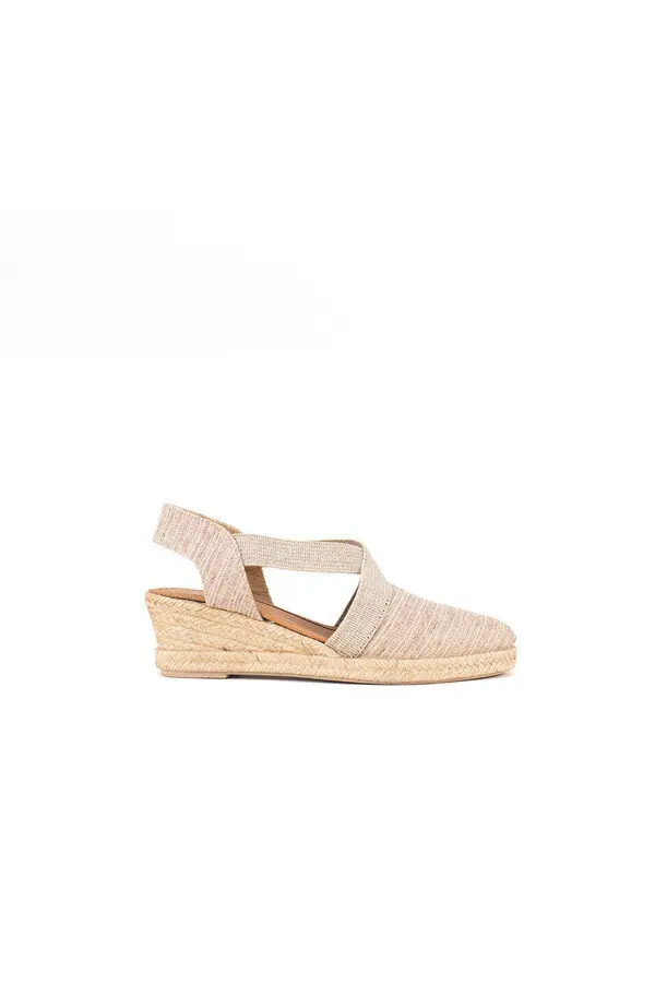 MENINA STEP Striped Espadrille With Criss-cross Elastic Bands
