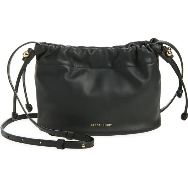 Strathberry Drawstring Leather Crossbody Bag - Black
