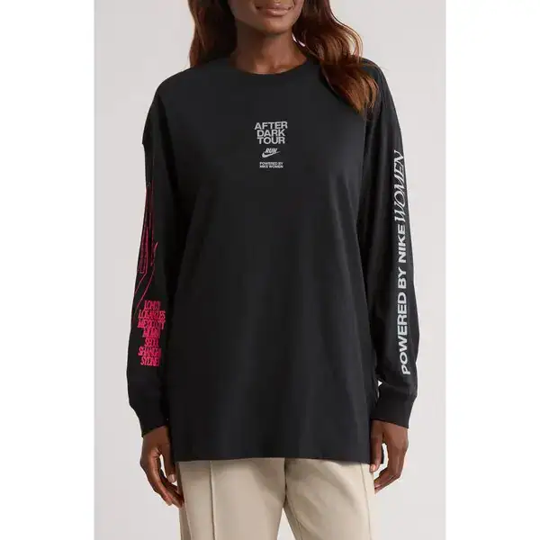 Nike After Dark Tour Oversized Long-Sleeve Graphic T-Shirt In