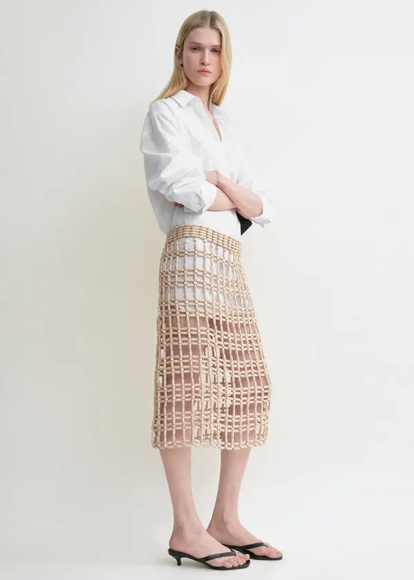 TOTÊME Wooden Beaded Skirt - Vanilla