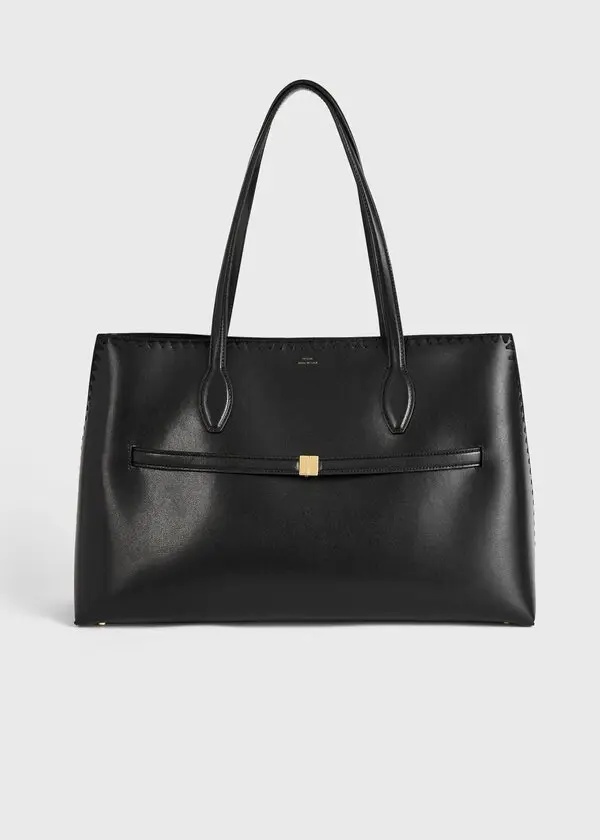 TOTÊME Embroidered Leather Lounge Tote - Black