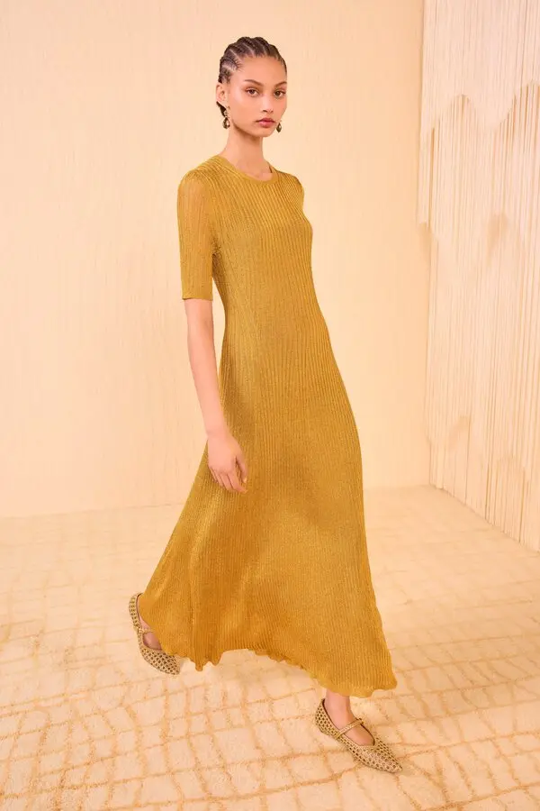 Ulla Johnson Maxine Short Sleeve Knit Maxi Dress