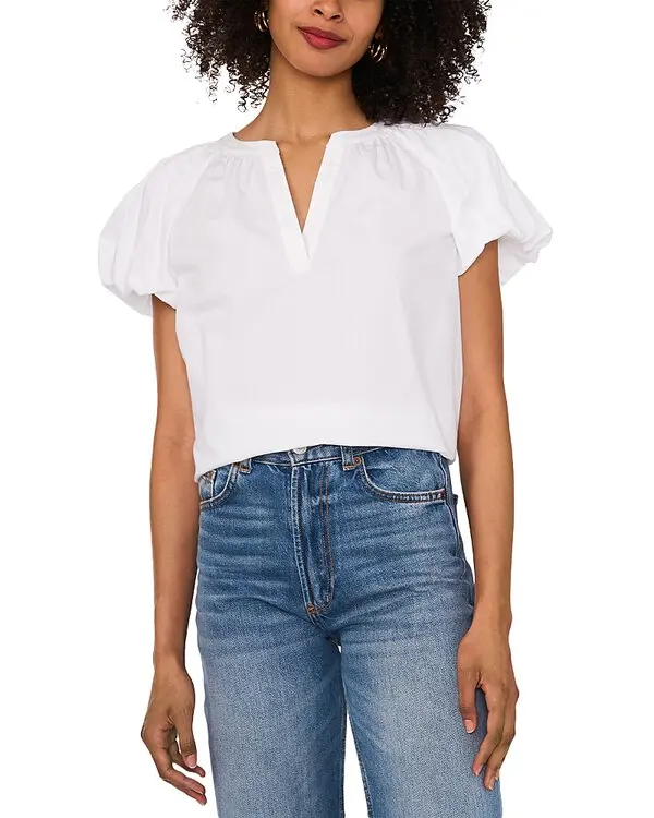 Vince Camuto Split Neck Raglan Puff Sleeve Blouse
