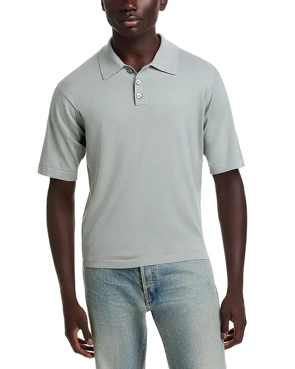 FRAME Short Sleeve Polo Sweater - Gray Blue