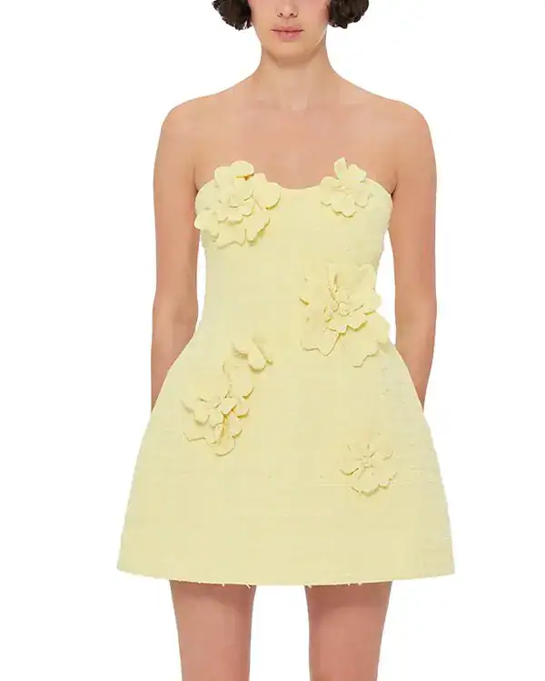 Leo Lin Rosario Petal Bustier Mini Dress Sorbet Yellow