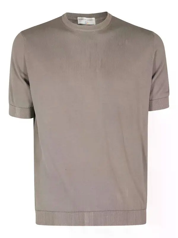 FILIPPO DE LAURENTIIS Short-sleeve Ribbed-knit Top - Brown