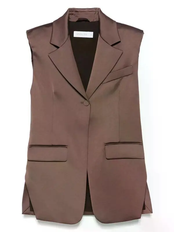 Patrizia Pepe Satin Waistcoat - Brown