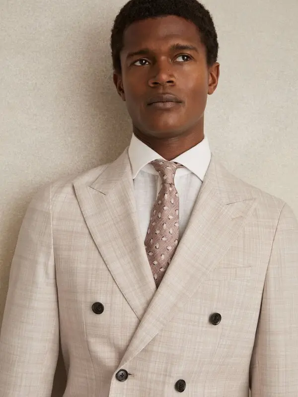 REISS Belmondo Oe Belmondo Double-breasted Check Suit Blazer Regular-fit