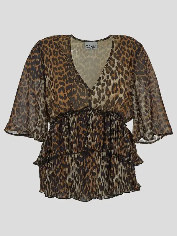 GANNI Printed Georgette Blouse - Multicolor