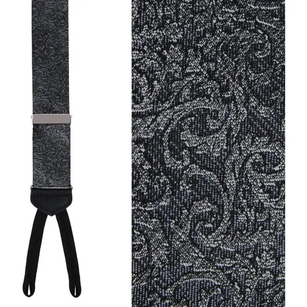Trafalgar Esteban Scrolling Vines Silk Braces By - Silver And Black