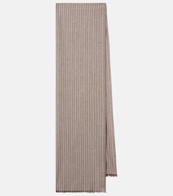 THE ROW Guel Striped Cotton Scarf - Brown