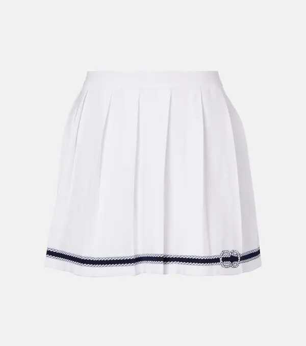 Gucci Intarsia Pleated Cotton-blend Miniskirt - White