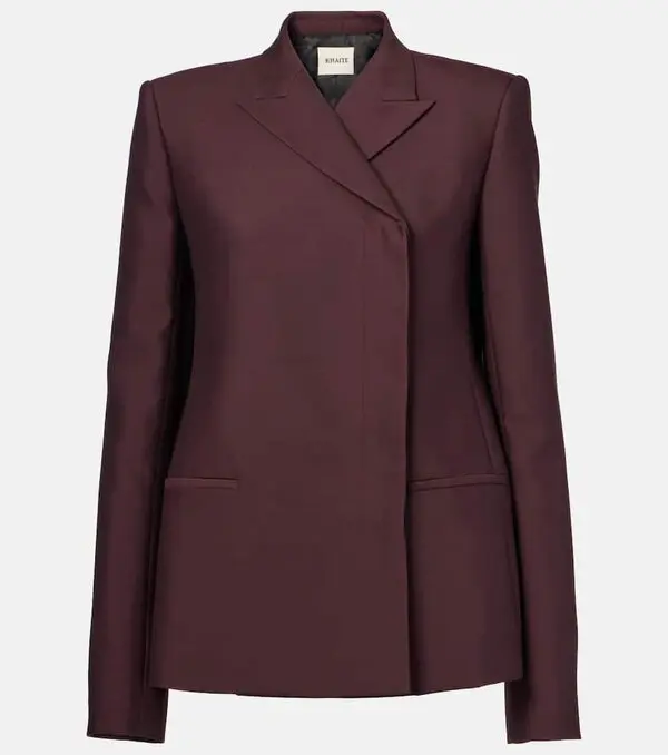 Khaite Silvannah Wool And Silk Blazer - Burgundy